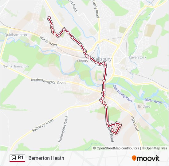 R1 Route: Schedules, Stops & Maps - Bemerton Heath (Updated)