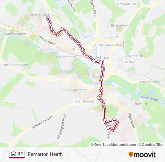 R1 Route: Schedules, Stops & Maps - Bemerton Heath (Updated)