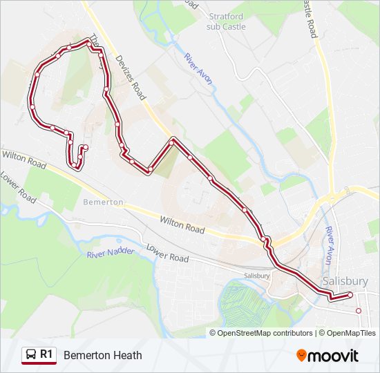 r1 Route: Schedules, Stops & Maps - Bemerton Heath (Updated)