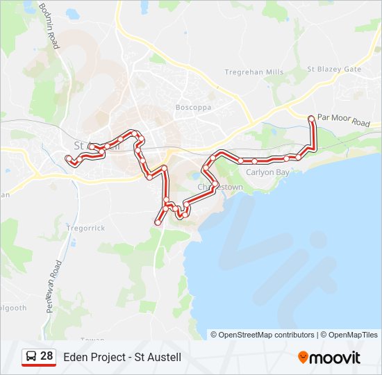 28 Route: Schedules, Stops & Maps - Carlyon Bay (Updated)