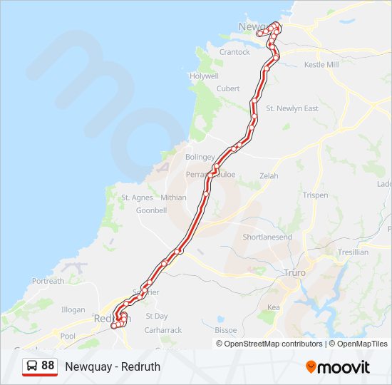 88 Route: Schedules, Stops & Maps - Redruth Rail Stn (Updated)