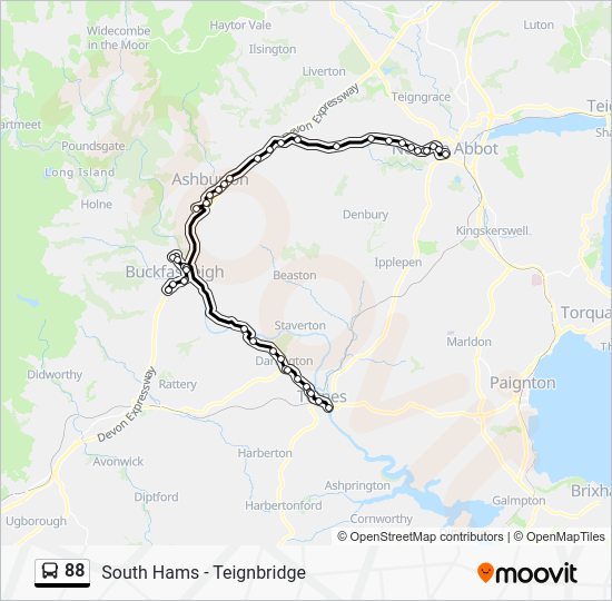 88 Route: Schedules, Stops & Maps - Newton Abbot (Updated)