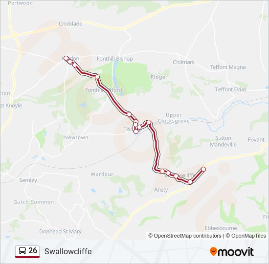 26 Route: Schedules, Stops & Maps - Swallowcliffe (Updated)