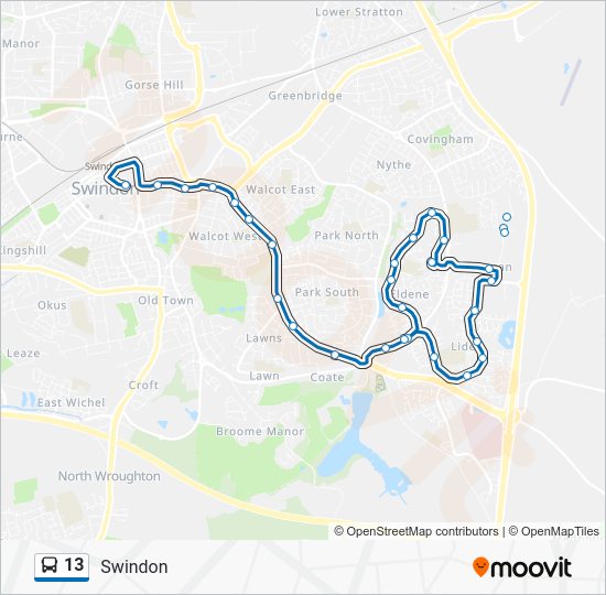 13 Route: Schedules, Stops & Maps - Swindon (Updated)
