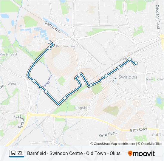 22 Route: Schedules, Stops & Maps - Swindon (Updated)