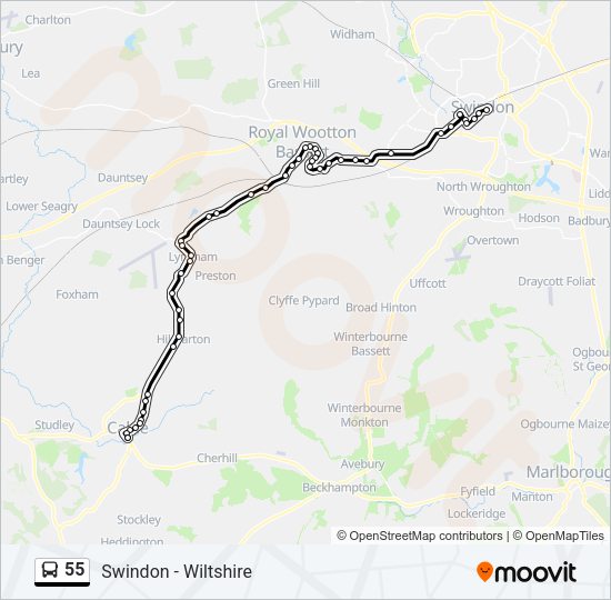 55 Route: Schedules, Stops & Maps - Calne (Updated)