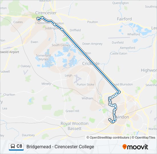 c8 Route: Schedules, Stops & Maps - Cirencester (Updated)