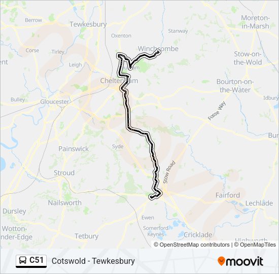 C51 Route: Schedules, Stops & Maps - Cirencester College Grounds (Updated)