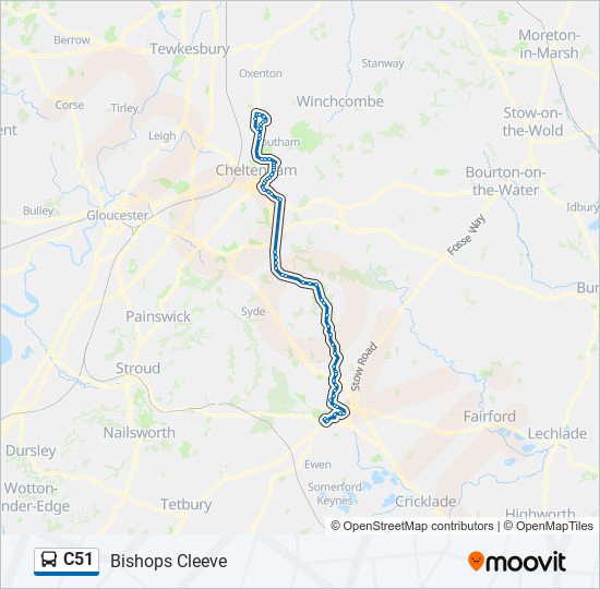 c51 Route: Schedules, Stops & Maps - Bishops Cleeve (Updated)