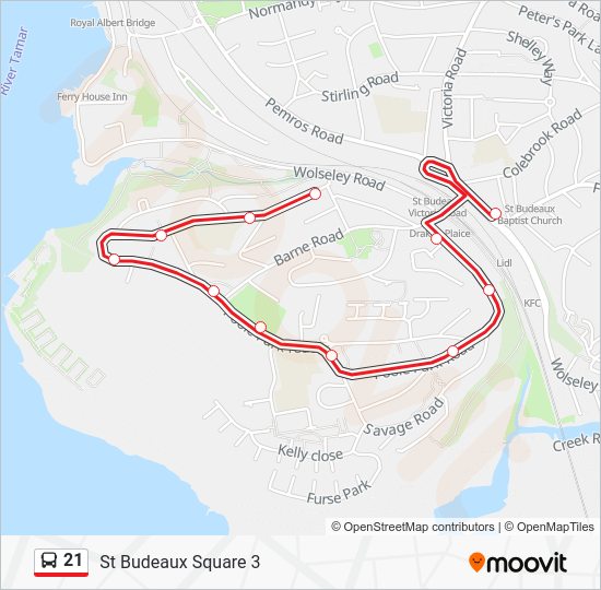 21 Route: Schedules, Stops & Maps - St Budeaux Square 3 (Updated)
