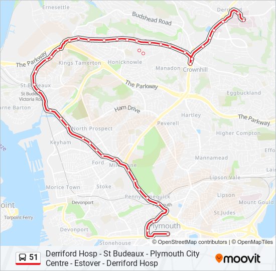 51 Route: Schedules, Stops & Maps - Plymouth City Centre (Updated)