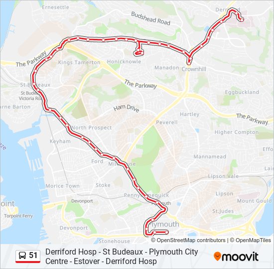 51 Route: Schedules, Stops & Maps - Plymouth City Centre (Updated)
