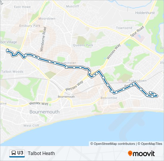 u3 Route: Schedules, Stops & Maps - Talbot Heath (Updated)