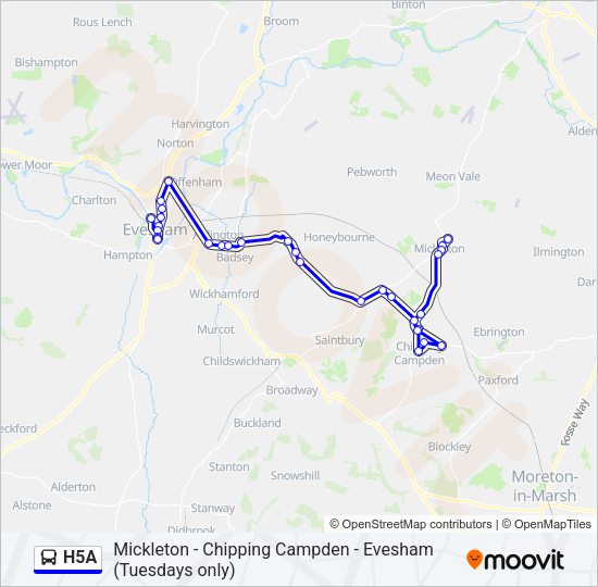 H5A Route: Schedules, Stops & Maps - Mickleton (Updated)