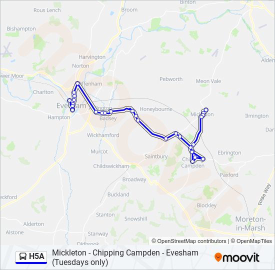 h5a Route: Schedules, Stops & Maps - Mickleton (Updated)
