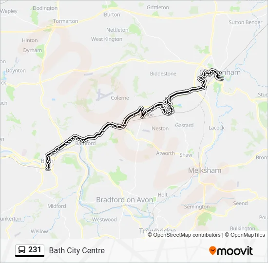 231 Route: Schedules, Stops & Maps - Bath City Centre (Updated)