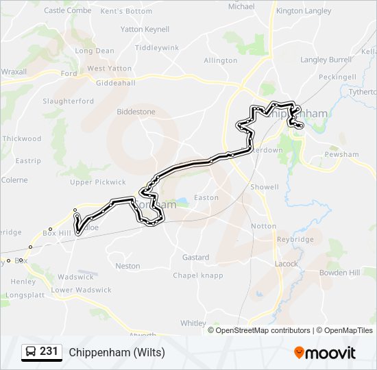 231 Route: Schedules, Stops & Maps - Chippenham (Wilts) (Updated)