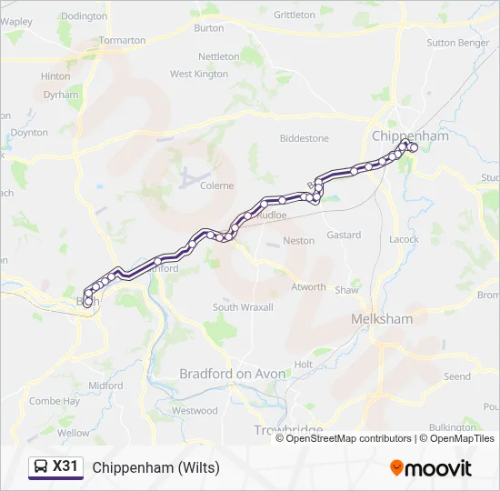 X31 Route: Schedules, Stops & Maps - Chippenham (Wilts) (Updated)