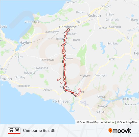 38 Route: Schedules, Stops & Maps - Camborne Bus Stn (Updated)