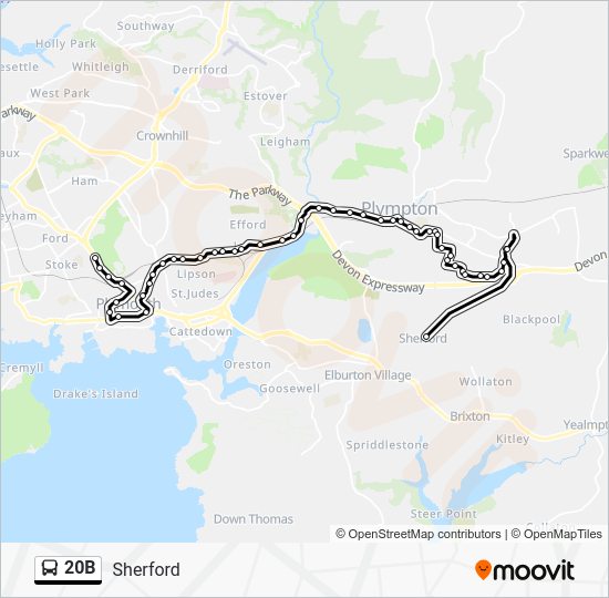20b Route: Schedules, Stops & Maps - Sherford (Updated)