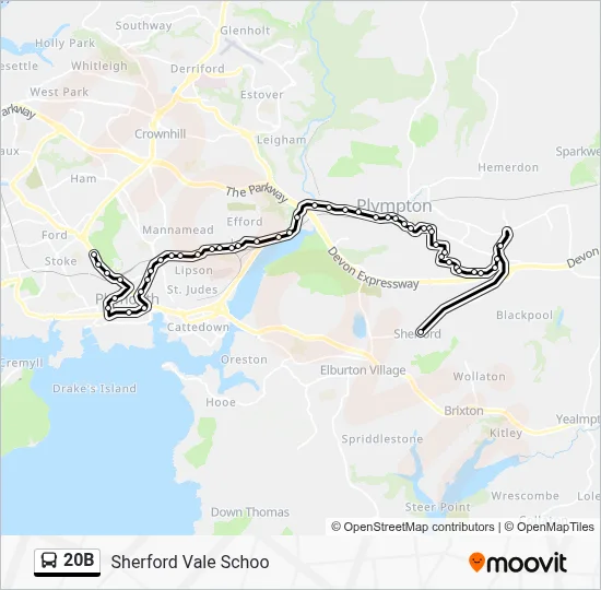 20B Route: Schedules, Stops & Maps - Sherford Vale Schoo (Updated)