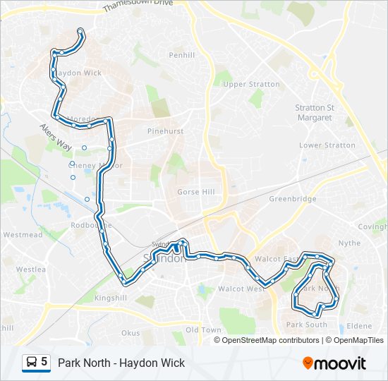 5 Route: Schedules, Stops & Maps - Haydon Wick (Updated)
