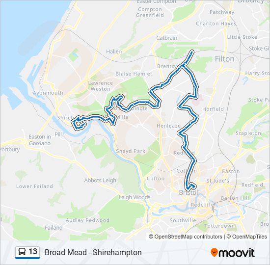 13 Route: Schedules, Stops & Maps - Shirehampton (Updated)