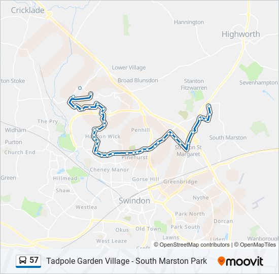 57 Route: Schedules, Stops & Maps - Tadpole Garden Village (Updated)