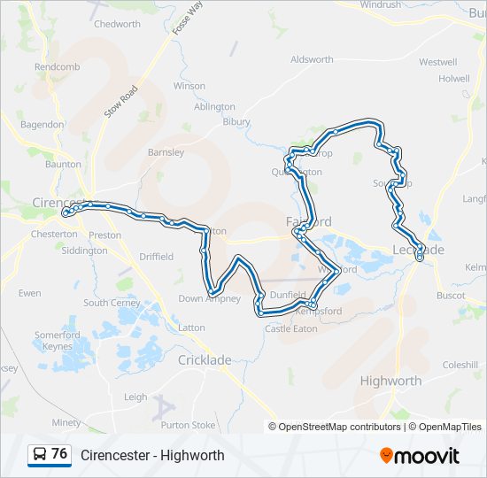 76 Route: Schedules, Stops & Maps - Lechlade (Updated)