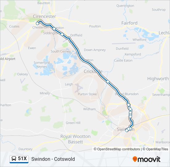 51X Route: Schedules, Stops & Maps - Swindon Bus Station (Updated)