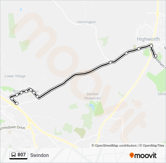 807 Route: Schedules, Stops & Maps - Broad Blunsdon Cold Harbour Inn ...