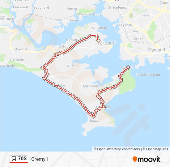 70S Route: Schedules, Stops & Maps - Cremyll (Updated)