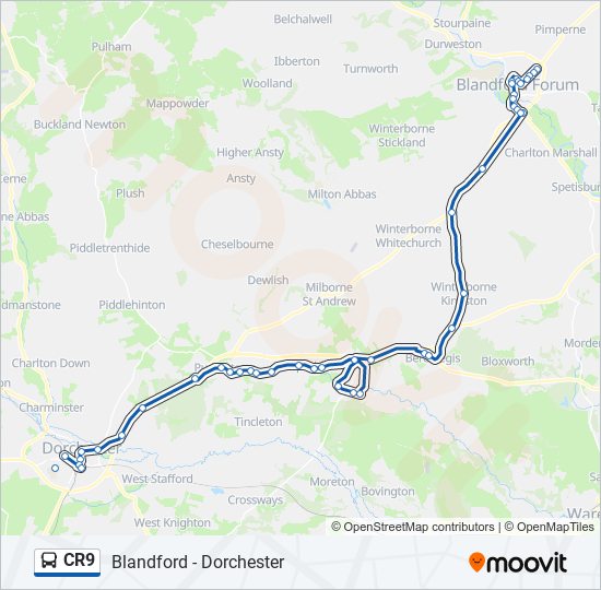 cr9 Route: Schedules, Stops & Maps - Blandford (Updated)