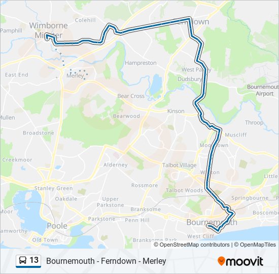 13 Route: Schedules, Stops & Maps - Bournemouth (Updated)