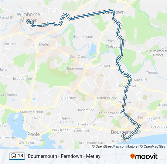 13 Route: Schedules, Stops & Maps - Wimborne Minster (Updated)
