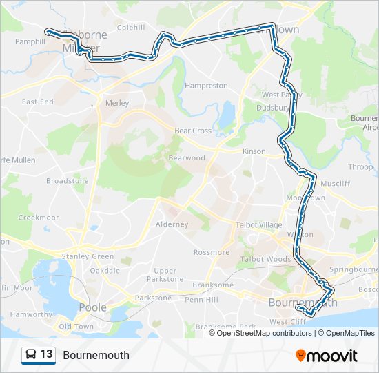 13 Route: Schedules, Stops & Maps - Bournemouth (Updated)