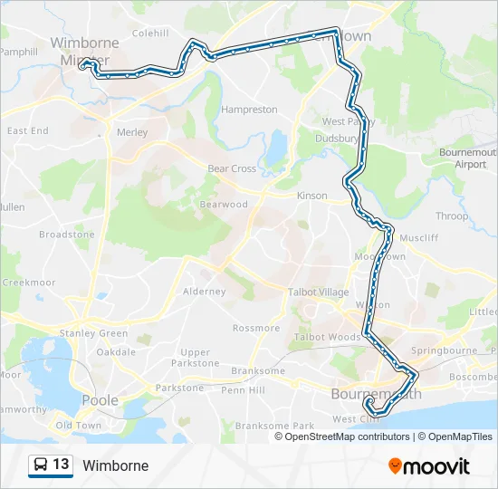 13 Route: Schedules, Stops & Maps - Wimborne (Updated)