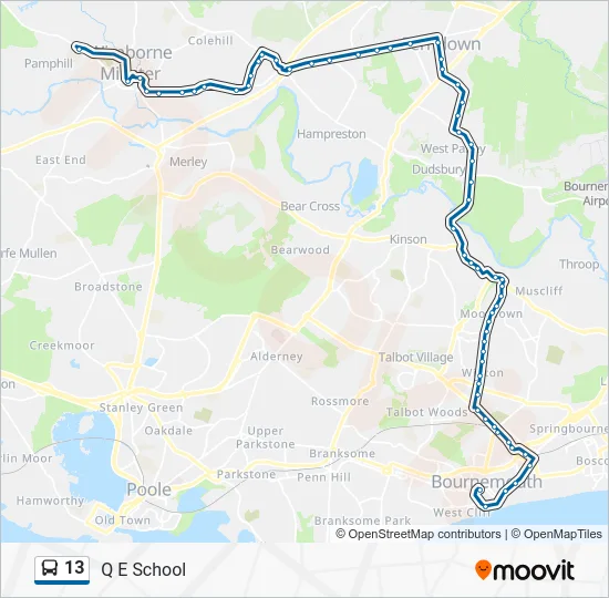 13 Route: Schedules, Stops & Maps - Q E School (Updated)