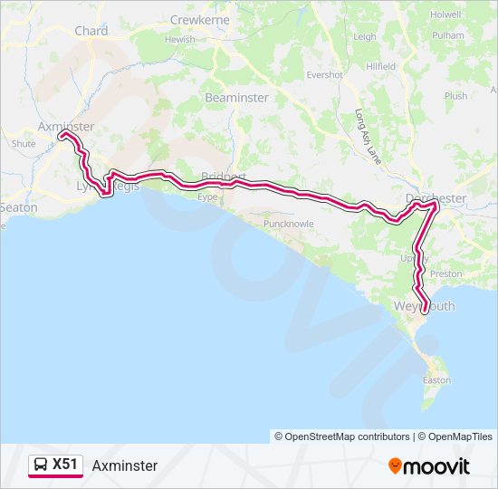 x51 Route: Schedules, Stops & Maps - Axminster (Updated)
