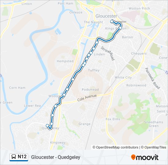 n12 Route: Schedules, Stops & Maps - Quedgeley (Updated)