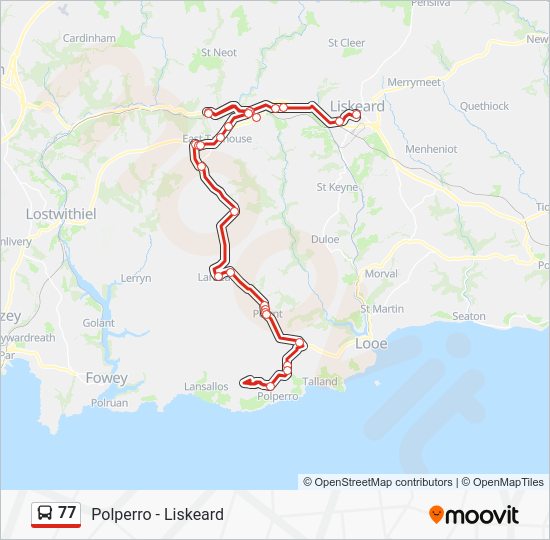 77 Route: Schedules, Stops & Maps - Liskeard Bank (Updated)