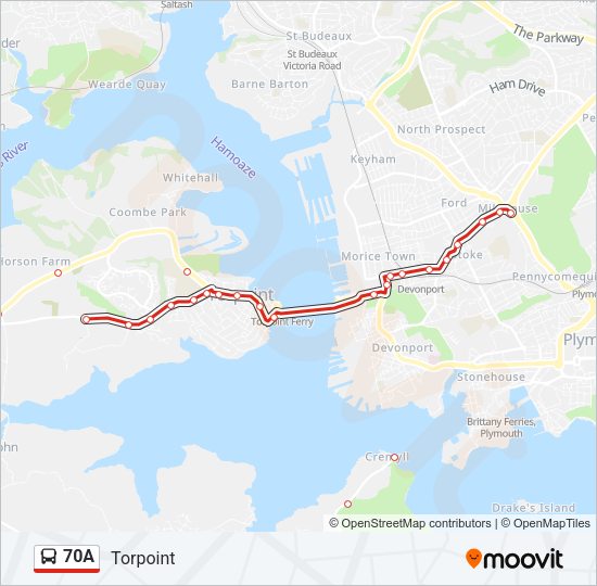 70a Route: Schedules, Stops & Maps - Torpoint (Updated)