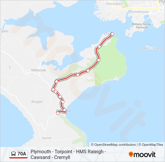 70a Route: Schedules, Stops & Maps - Cawsand (Updated)