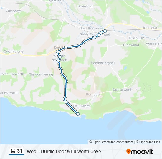 31 Route: Schedules, Stops & Maps - Lulworth Cove (Updated)