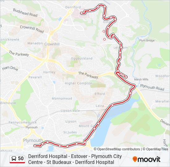 50 Route: Schedules, Stops & Maps - Plymouth City Centre (Updated)