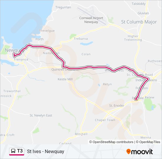 t3 Route: Schedules, Stops & Maps - Newquay (Updated)