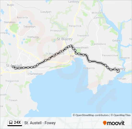 24X Route: Schedules, Stops & Maps - Fowey Main Car Park (Updated)