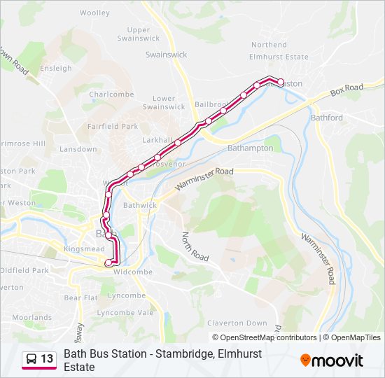 13 Route: Schedules, Stops & Maps - Batheaston (Updated)