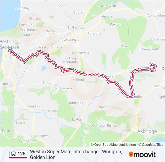 125 Route: Schedules, Stops & Maps - Weston-Super-Mare (Updated)