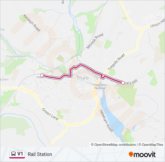 v1 Route: Schedules, Stops & Maps - Rail Station (Updated)